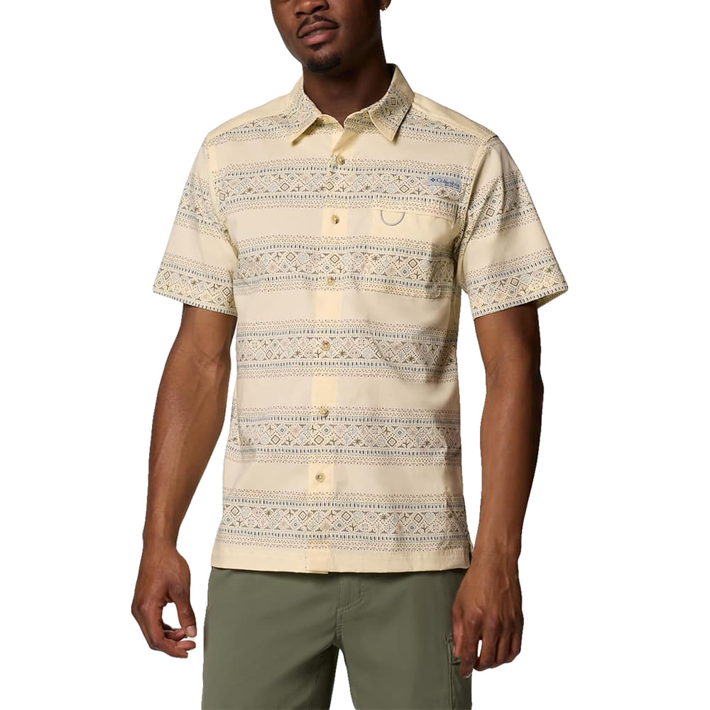 Wild Cast Camp Shirt Short Sleeve Men's In Lemon Wash Traveler by