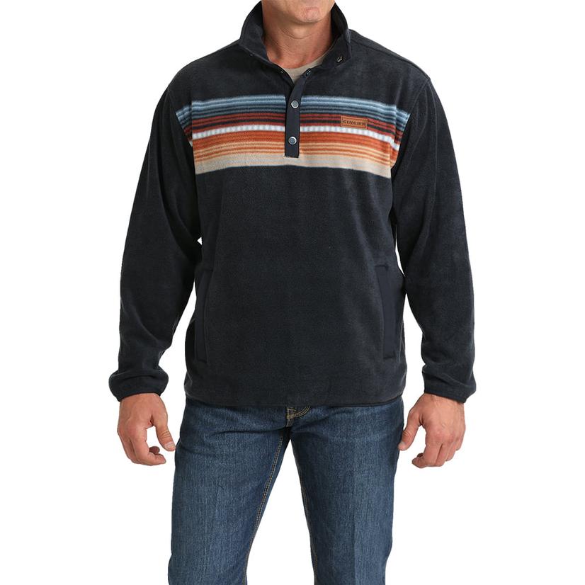 Navy Border Print Fleece Men's Sweater by Cinch