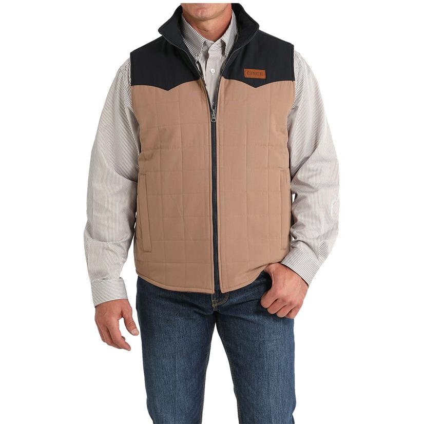 Khaki Reversible Quilted Men's Vest by Cinch