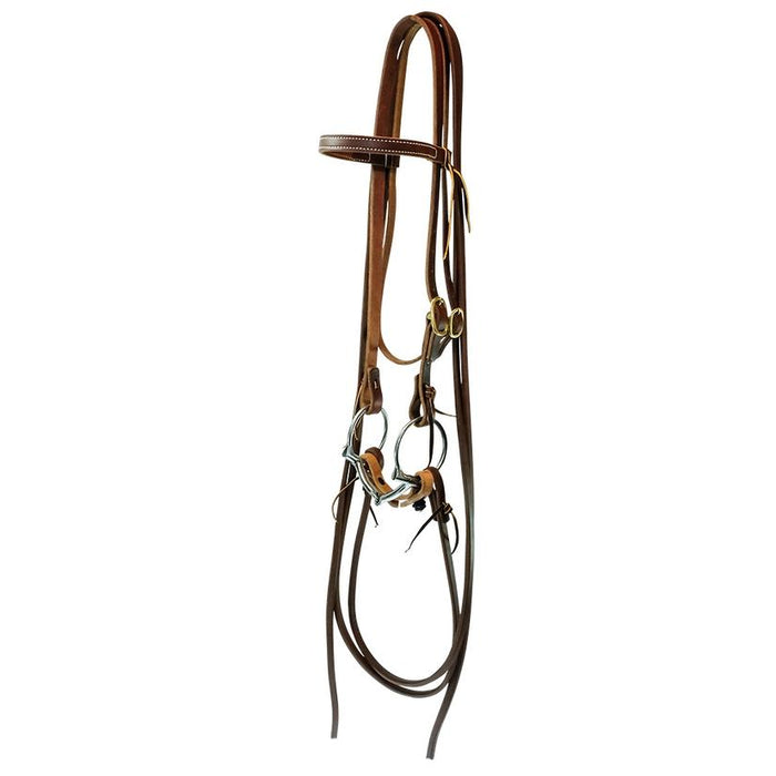 Browband Split Rein Bridle Set with Stainless Steel Dee Bit by STT
