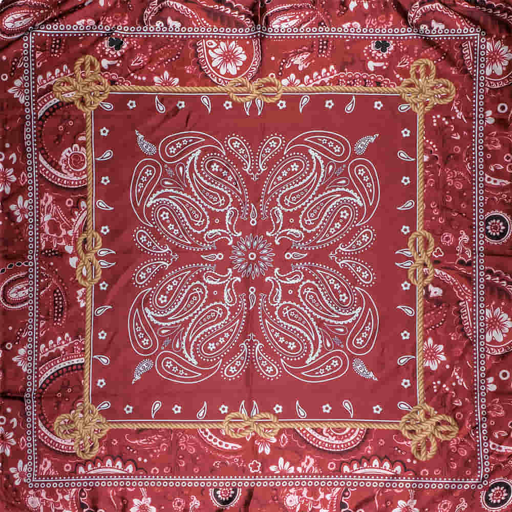 Burgundy Bandana With Rope Design Wild Rag by A Rare Bird