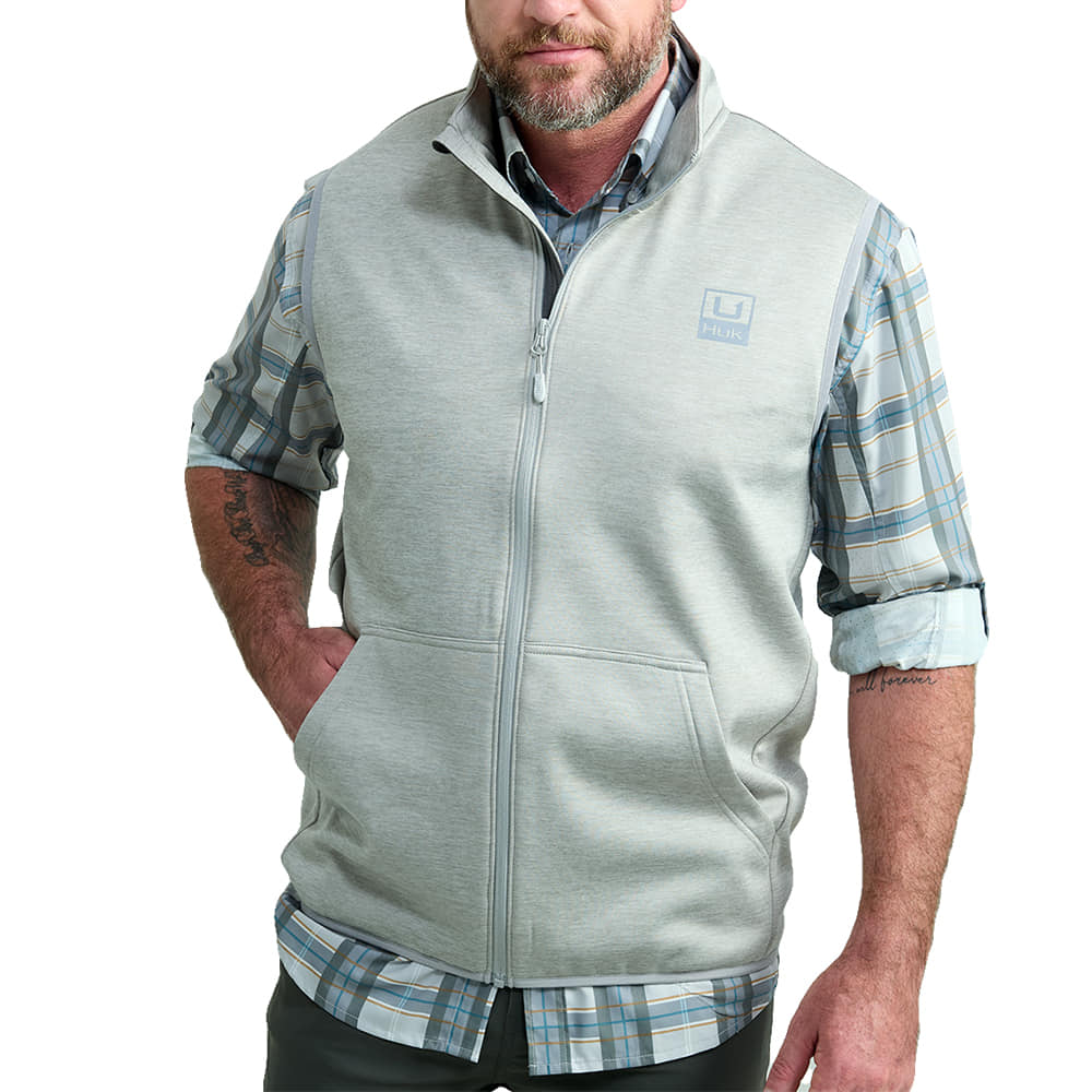 Harbor Mist Heather Coldfront Zip Closure Men's Vest by Huk