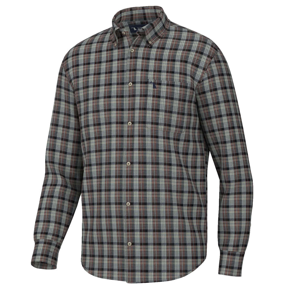 Men's Navy, Charcoal, And Wine Long Sleeve Button-Down Plaid Shirt by ...
