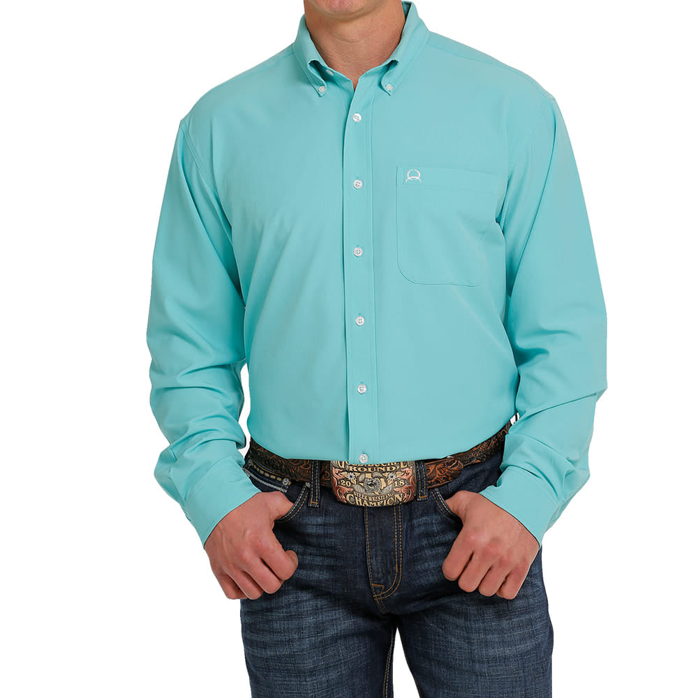 Men's Turquoise Comfort Arenaflex Button Down Shirt by Cinch